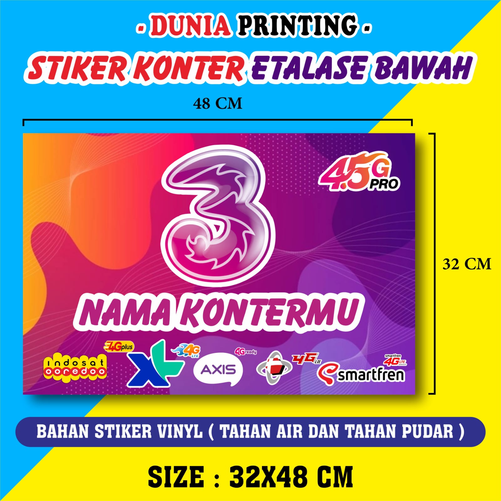 Stiker konter pakai nama kontermu sendiri- stiker anti air - tahan ...