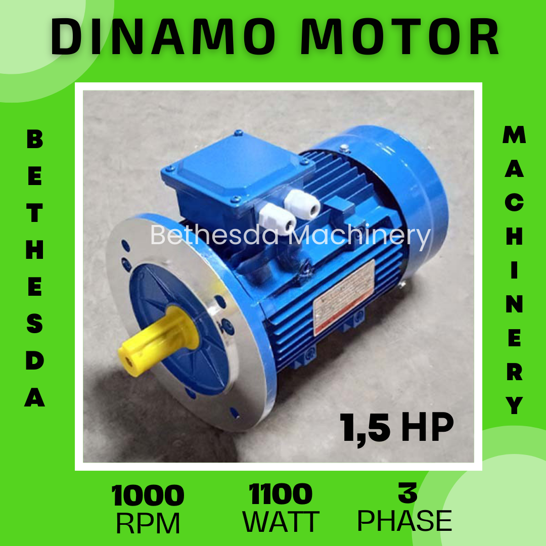 Dinamo 3 phase Mesin Penggerak Listrik 1.5 HP 1000 RPM 6pole B5 ...