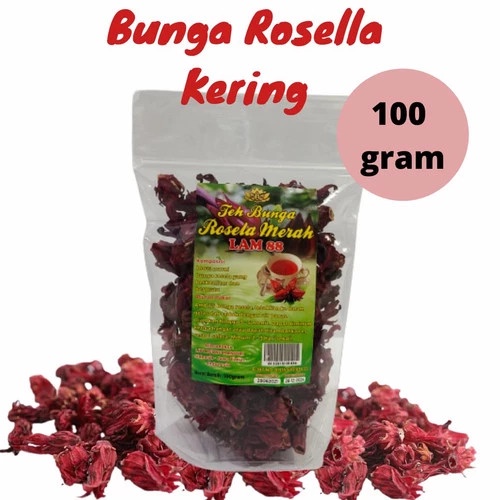 TEH BUNGA ROSELLA 100gram MERAH KERING | ROSELLA 100gram 100% ORIGINAL ...