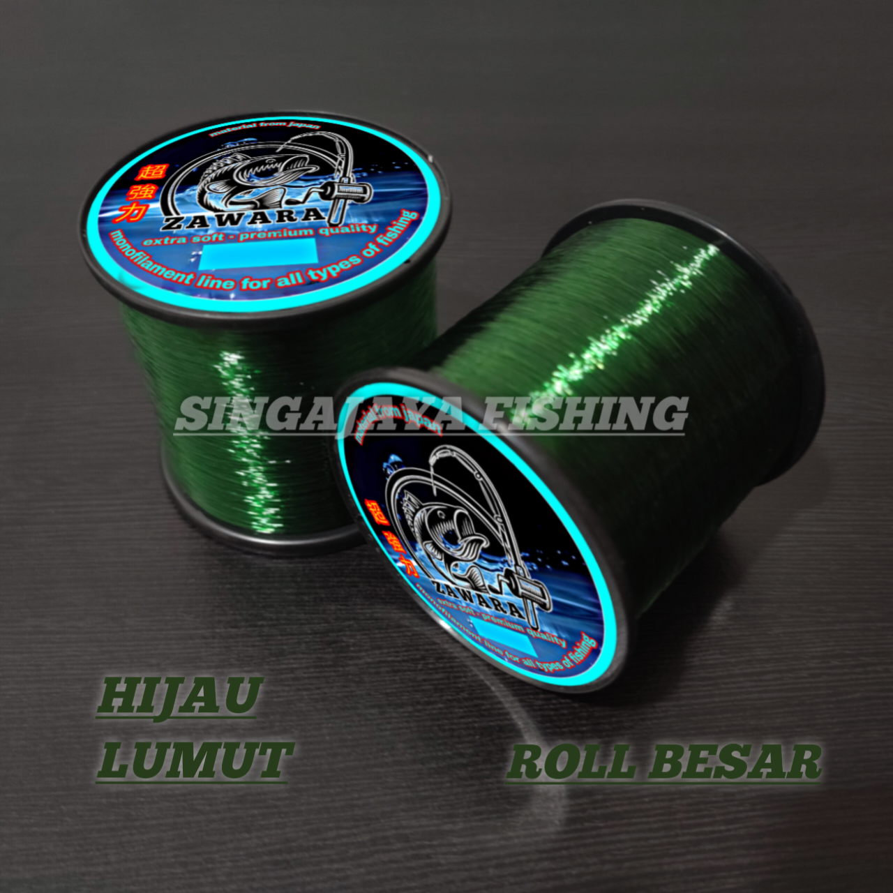 senar pancing ZAWARA kecil super kuat dan lentur warna HIJAU LUMUT anti ...