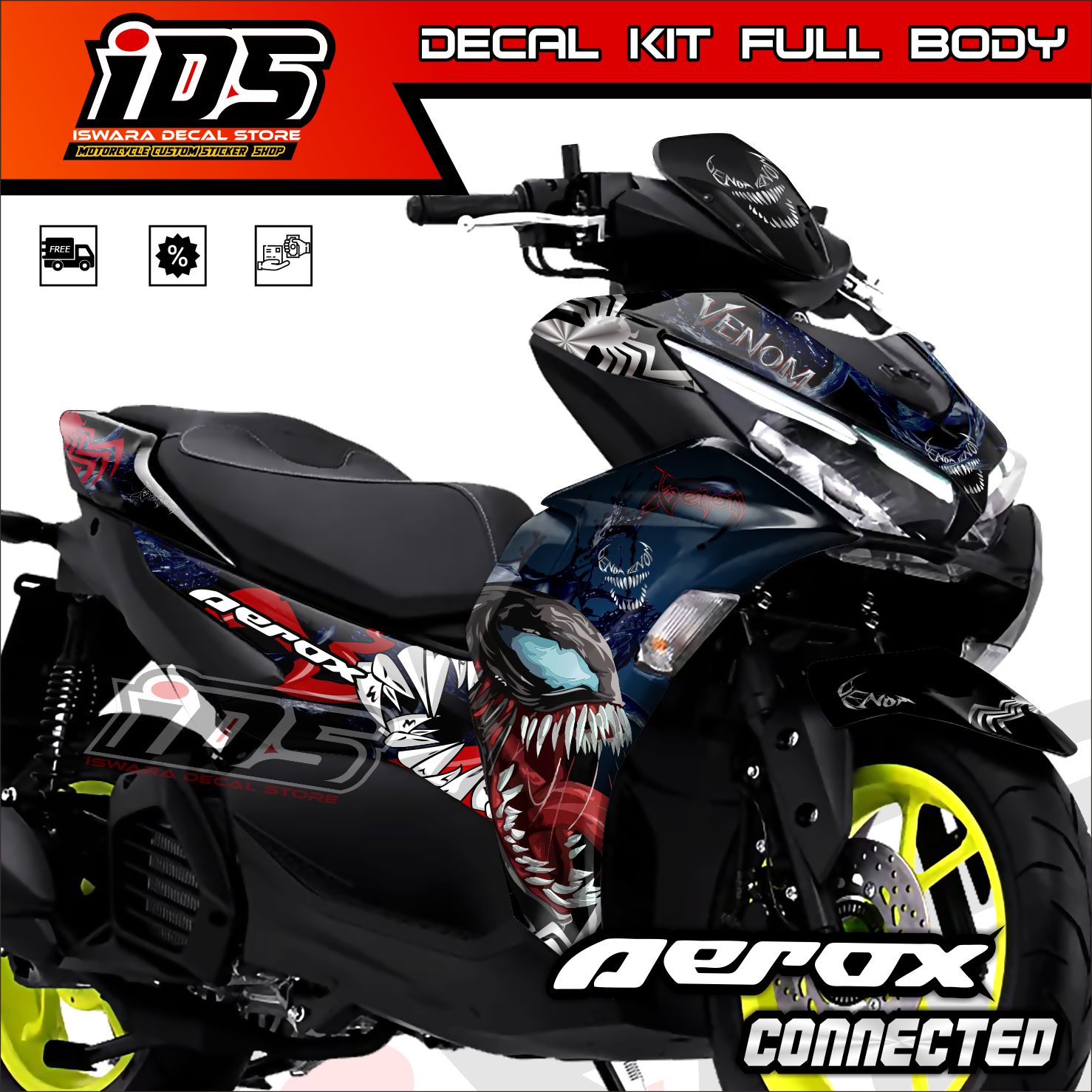 (TERLARIS) Decal Aerox Connected 2021 Full Body Decal All New Aerox 155 ...