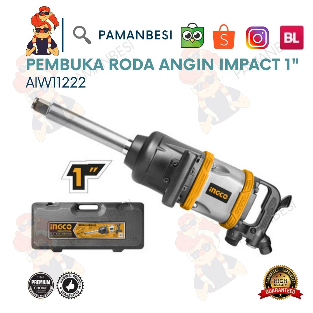 AIR IMPACT WRENCH MESIN PEMBUKA BAUT RODA ANGIN 1 INCH INGCO AIW11222 ...