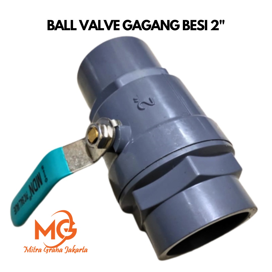 Ball Valve 2 Inch Gagang Besi Stop Kran Pipa Air Setop Keran Pvc Handle Besi Lapis Karet Fiber 2 ...