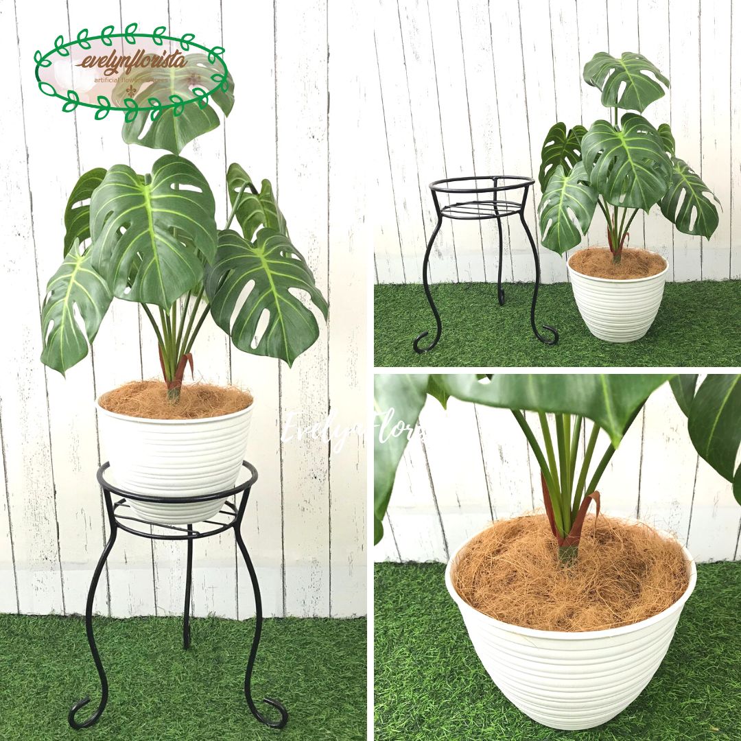 Pohon Hias Monstera X7 Latex Artificial Tangkai Juntai Pot Tawon ...