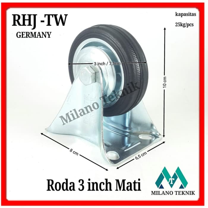 Roda Troli 3 Mati Roda Karet / Roda Troly / Roda Etalase / Roda Gerobak ...