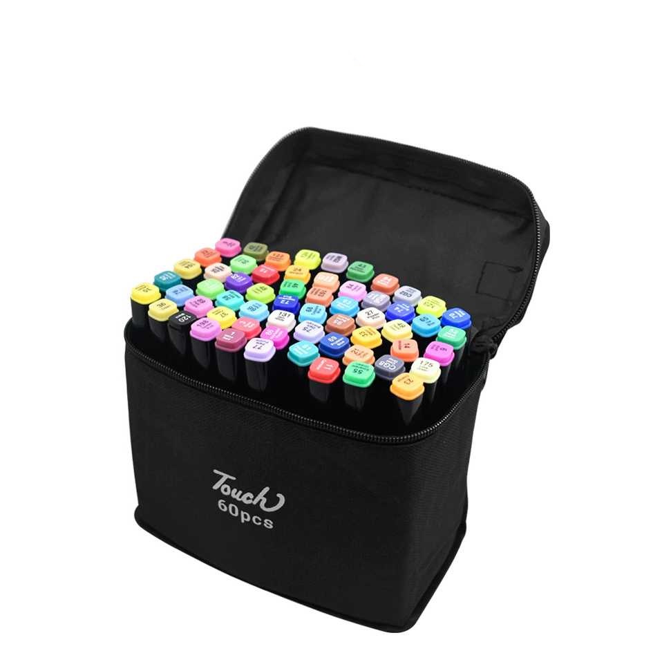Set Spidol Touch 60 Warna Spidol Sketsa Pena Kuas Spidol Seni Ujung ...