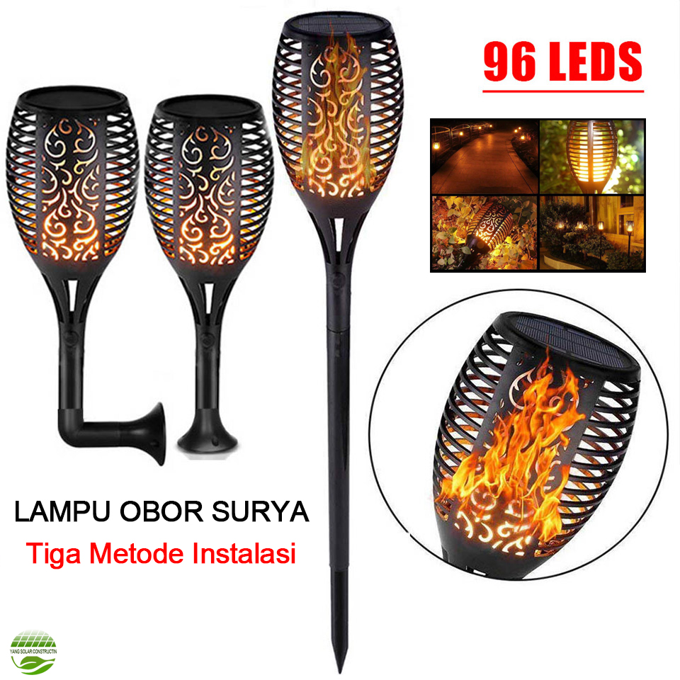 96LED Lampu Taman Solar / Lampu Model Obor Tenaga Surya / Flame Light ...