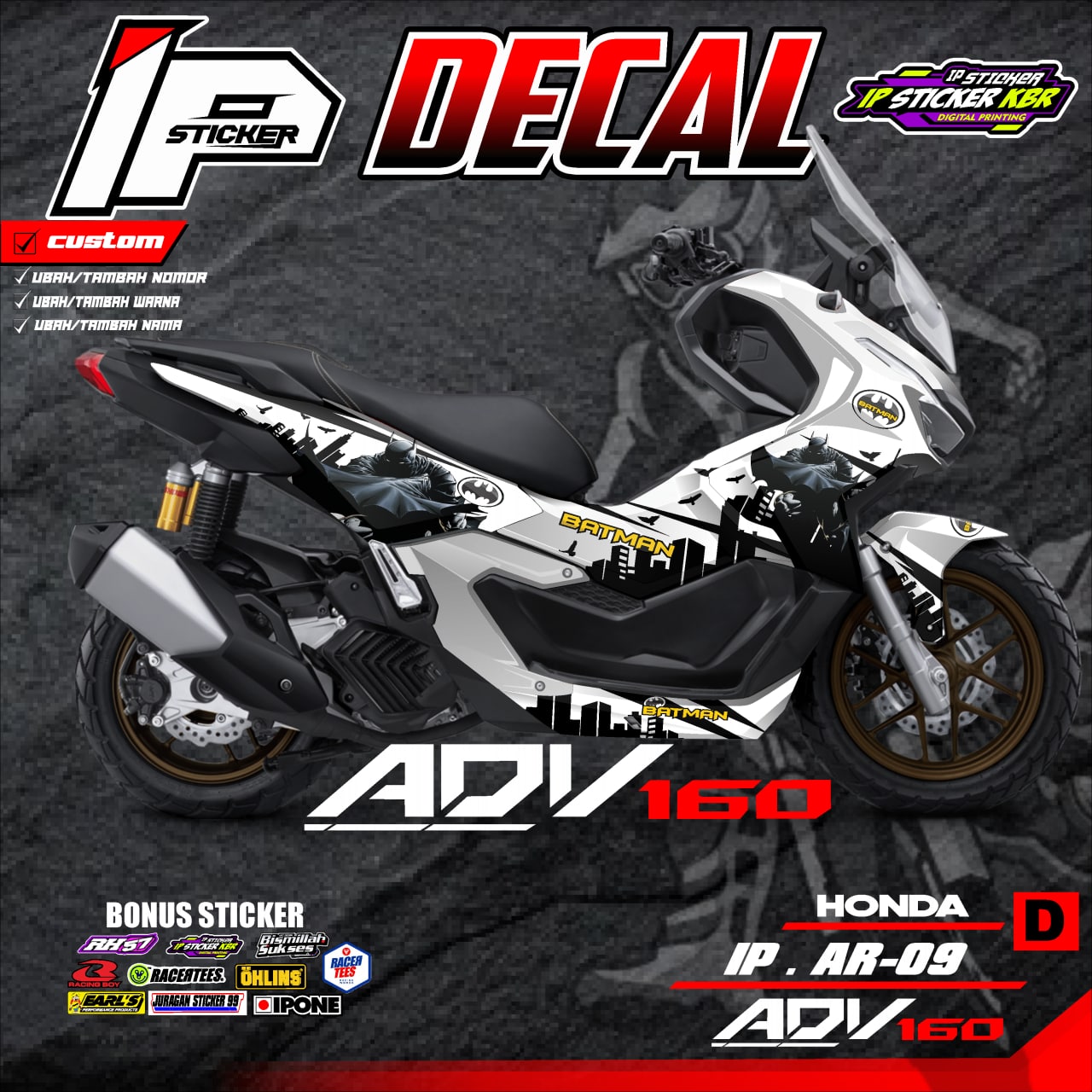 (cod) Decal ADV 160 (batman) - Sticker Decal Variasi FULL BODY List ...