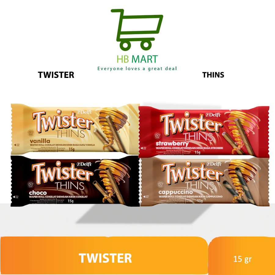 DELFI TWISTER THINS WAFER ROLL CHOCOLATE / CAPPUCCINO / STRAWBERR 15GR ...
