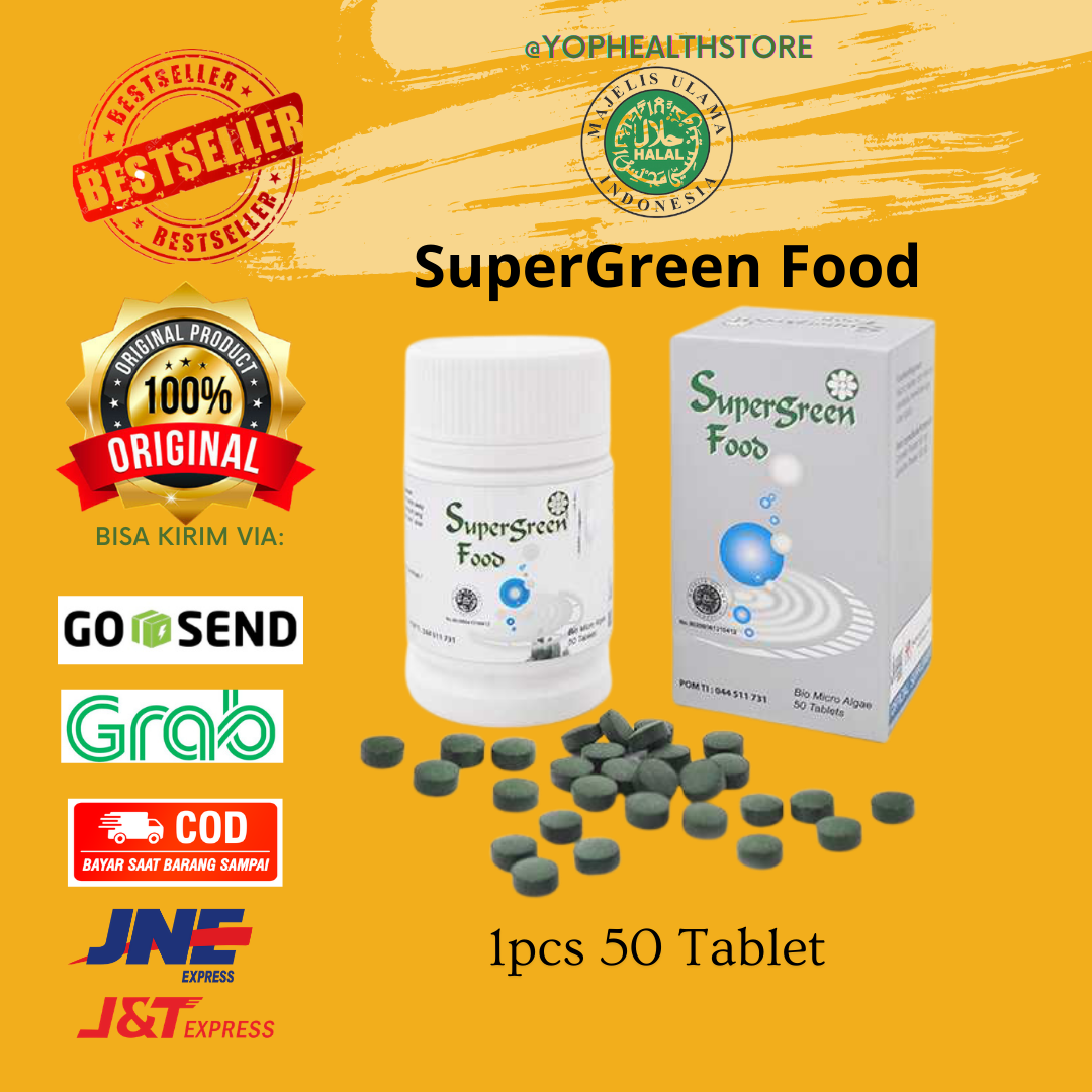 Supergreen Food SGF 50 tabs Chlorella Spirulina Super GF Original KK Indonesia Herbal gerd ...