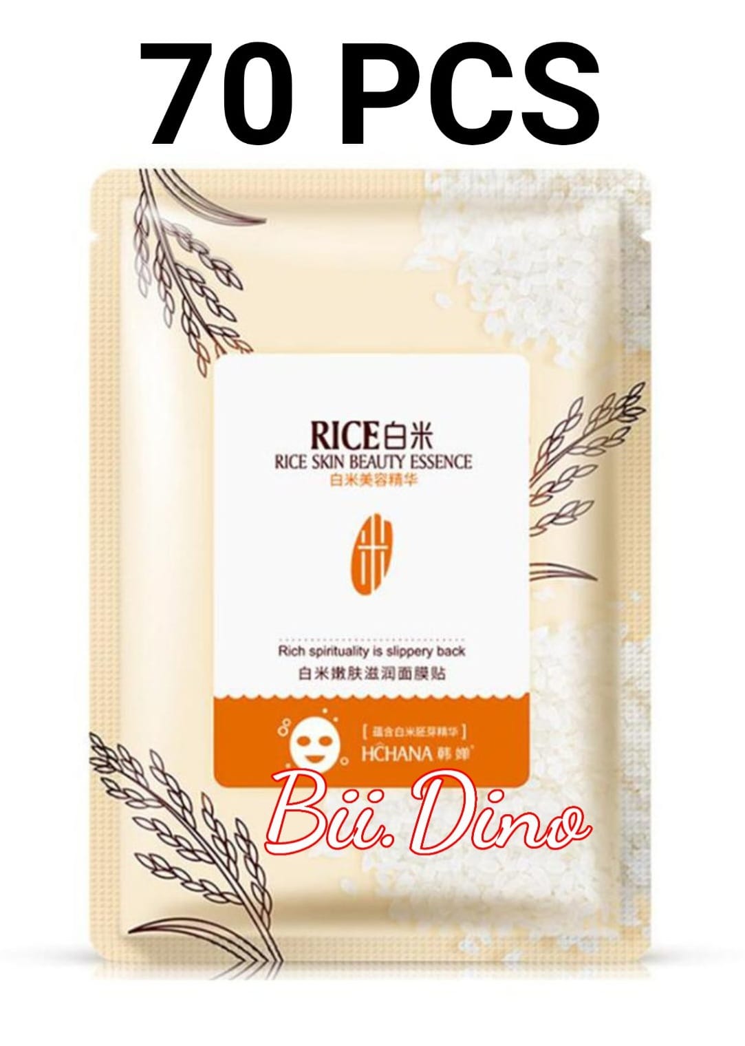 70 Pcs Masker Beras Rorec Hchana White Rice Skin Beauty Essence Facial ...