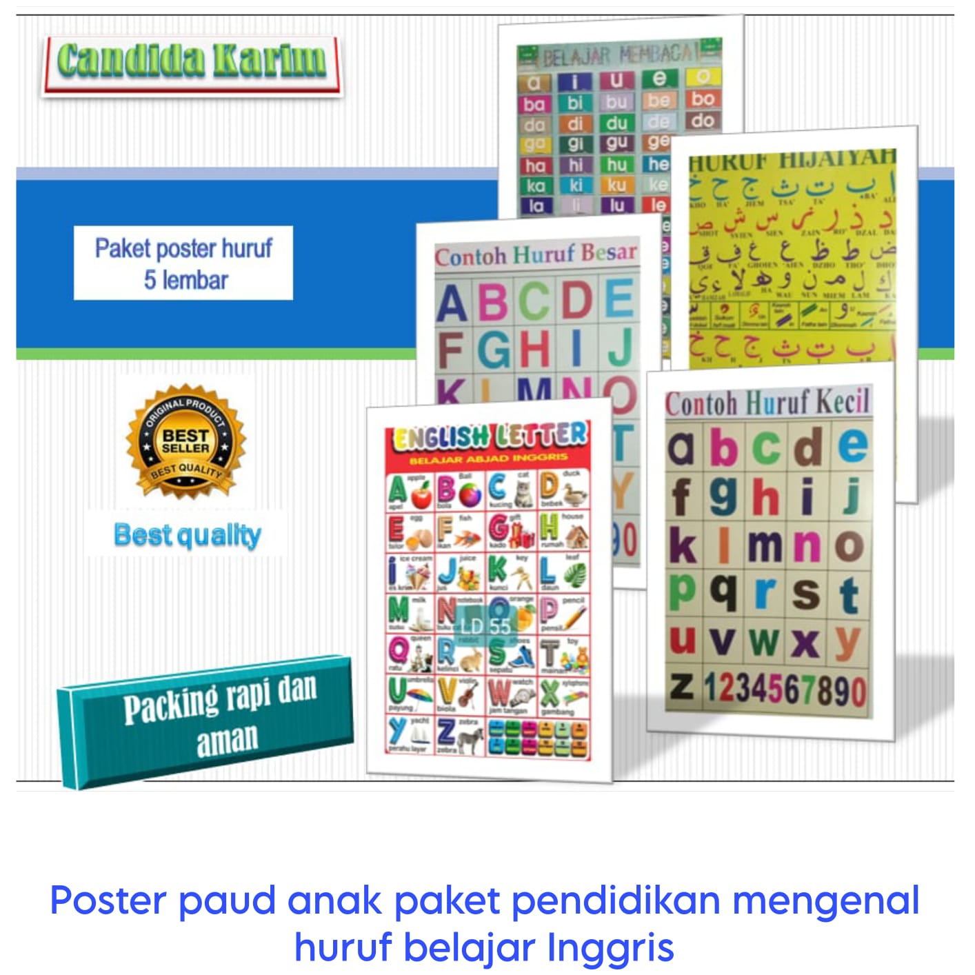 Poster paud anak paket pendidikan mengenal huruf belajar inggris ...
