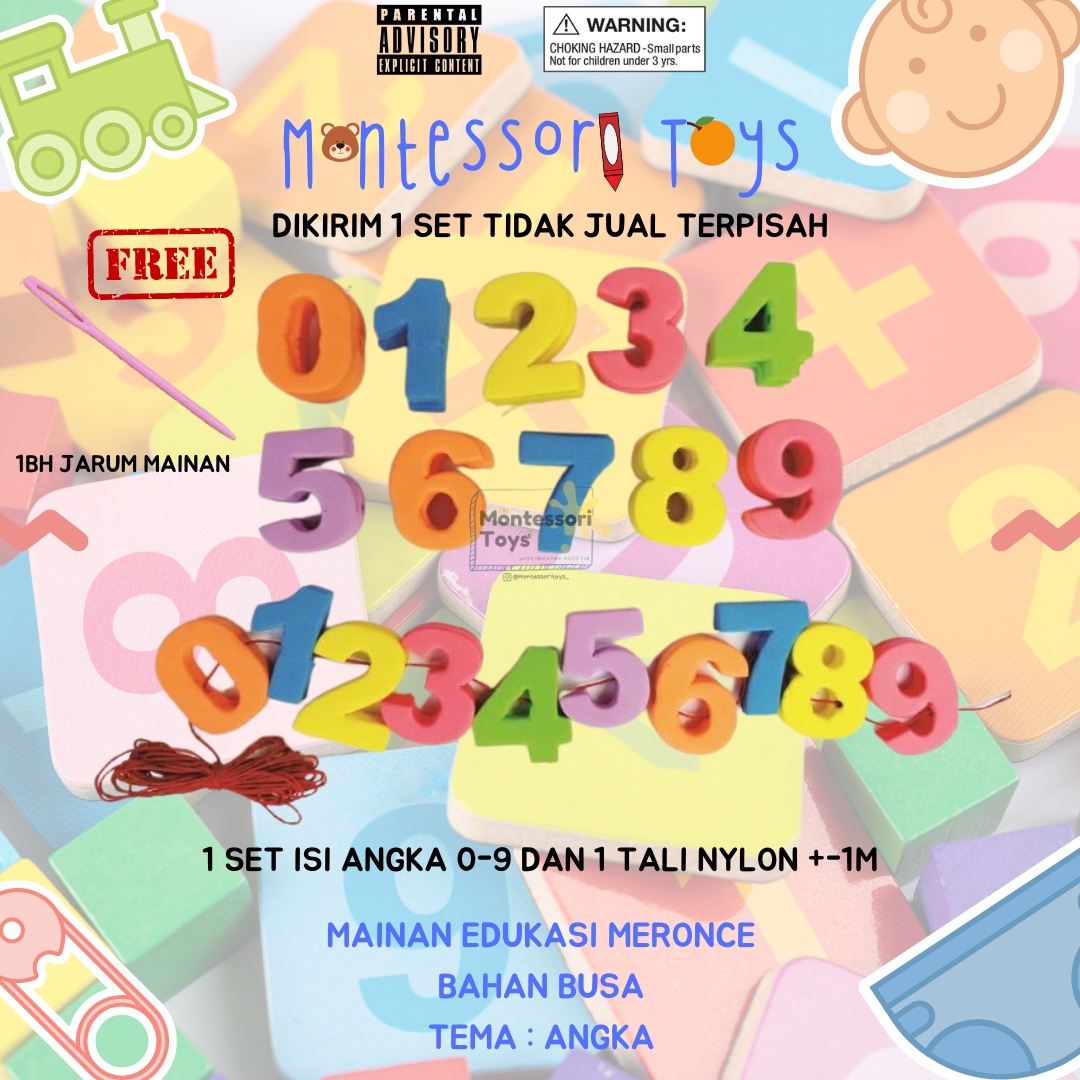 [GEOMETRI ANGKA] MERONCE ANGKA / COLOUR SOURTING / MAINAN MONTESSORI ...