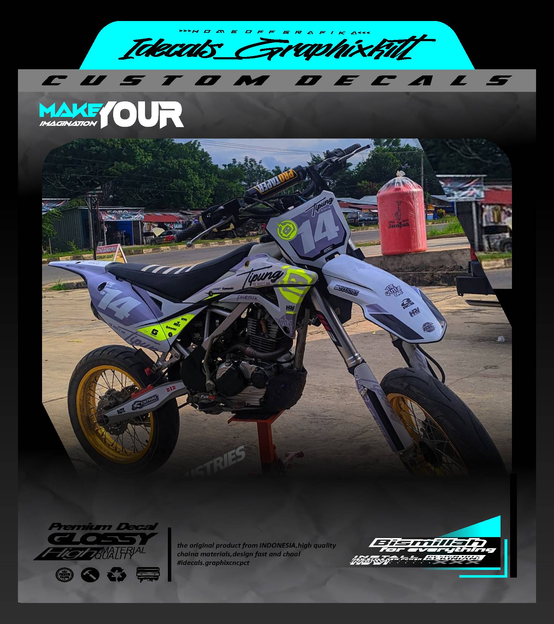 00380 sticker decals fullbody kawasaki klx gordon tema sponsor ...