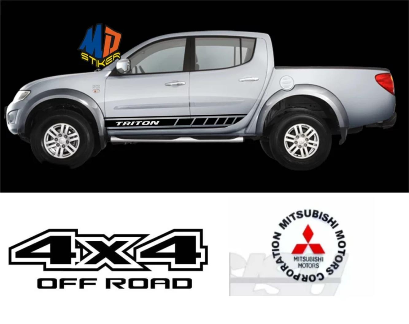Stiker Mobil Sticker Cutting Variasi strada triton 4x4 logo mitsubishi ...