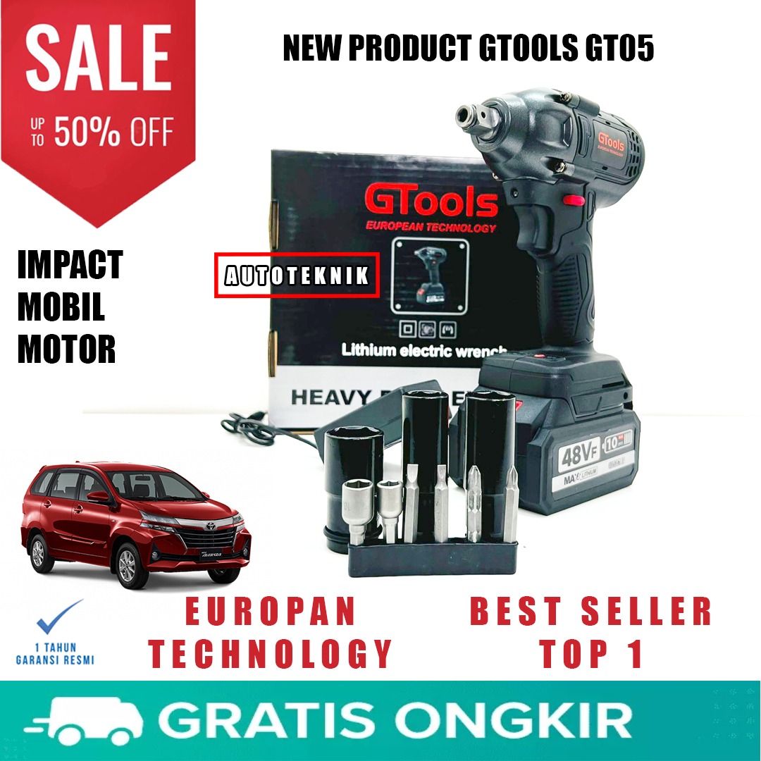 IMPACT WRENCH CORDLESS GTOOLS GT05 48V BRUSHLESS 550NM PEMBUKA BAUT | Lazada Indonesia