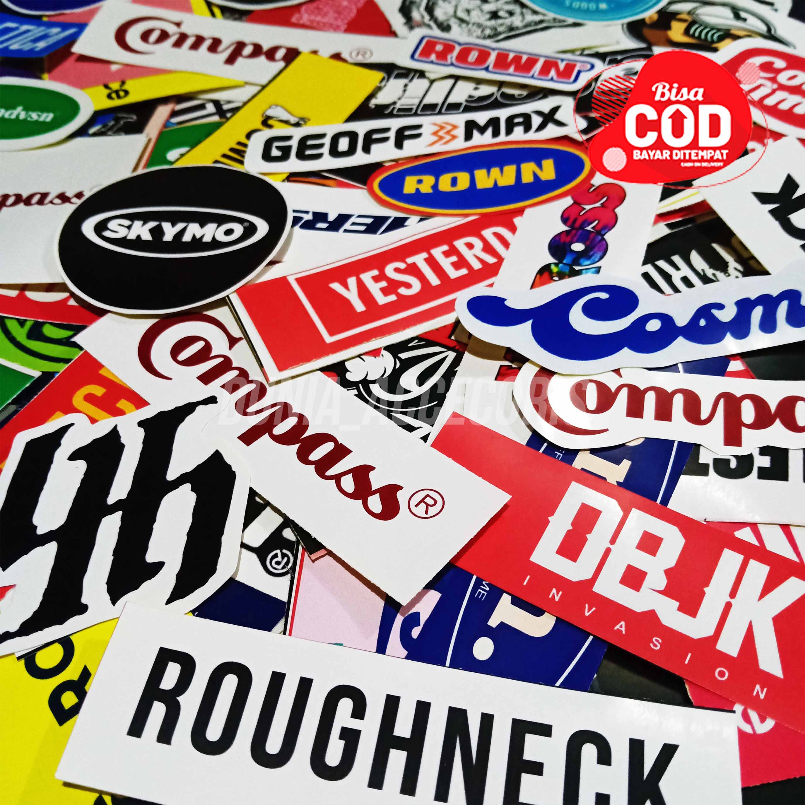 Stiker Brand isi 50 pcs Distro Case Logo berkualitas Striping / sticker ...