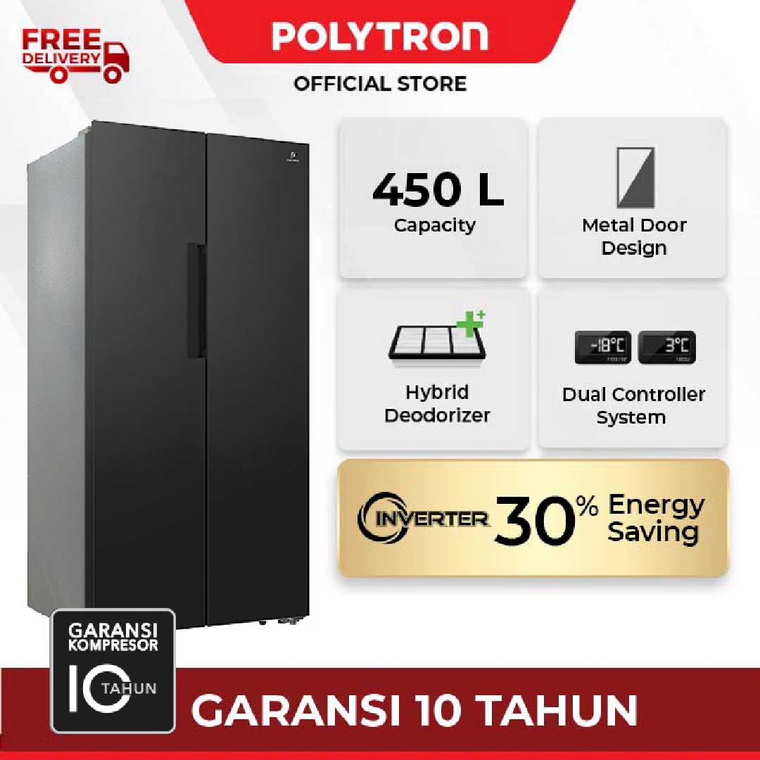POLYTRON Kulkas 2 Pintu Side By Side 450 Liter PRS 451Y | Lazada Indonesia