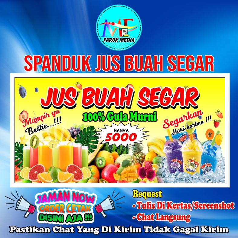 Spanduk banner jus buah segar terbaru paling keren ukuran 160x60 cm ...