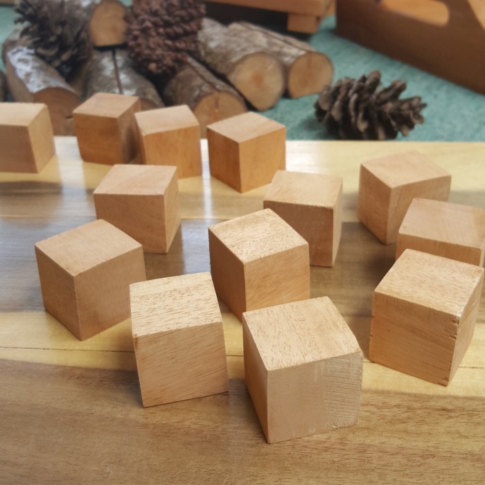 Model terbaru Wooden Cube 3x3x3 cm Kotak Kayu Solid Wood Block Kayu ...