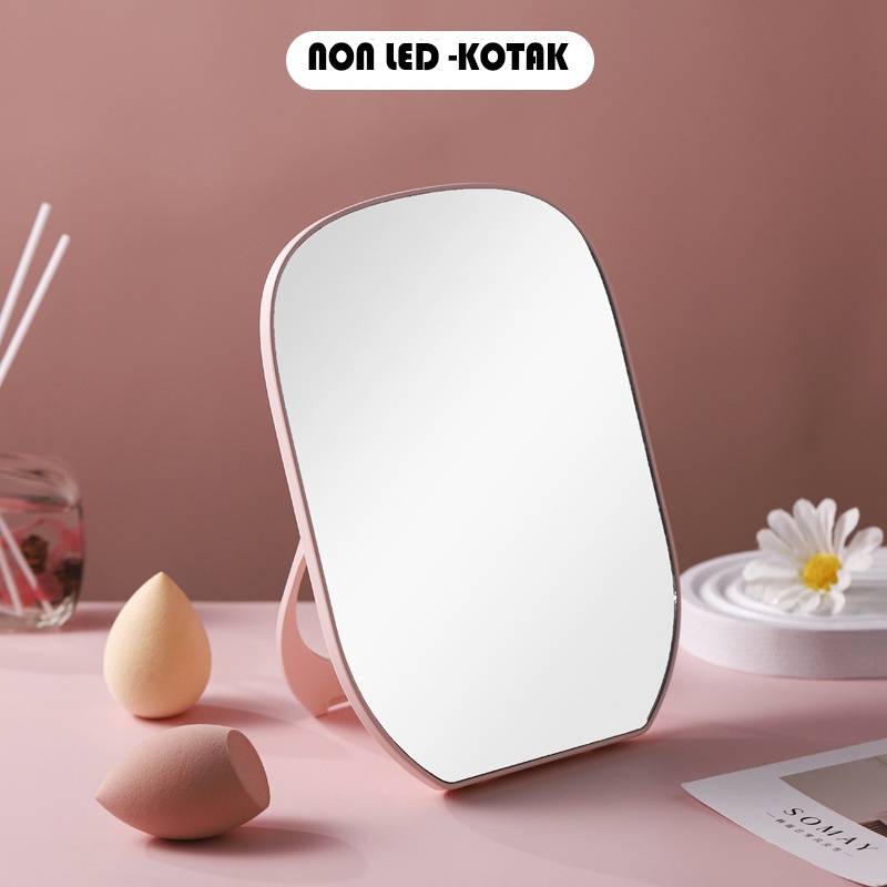 Cermin LED Foldable Kaca Rias Make Up Double Sided Mirror Cermin Make ...