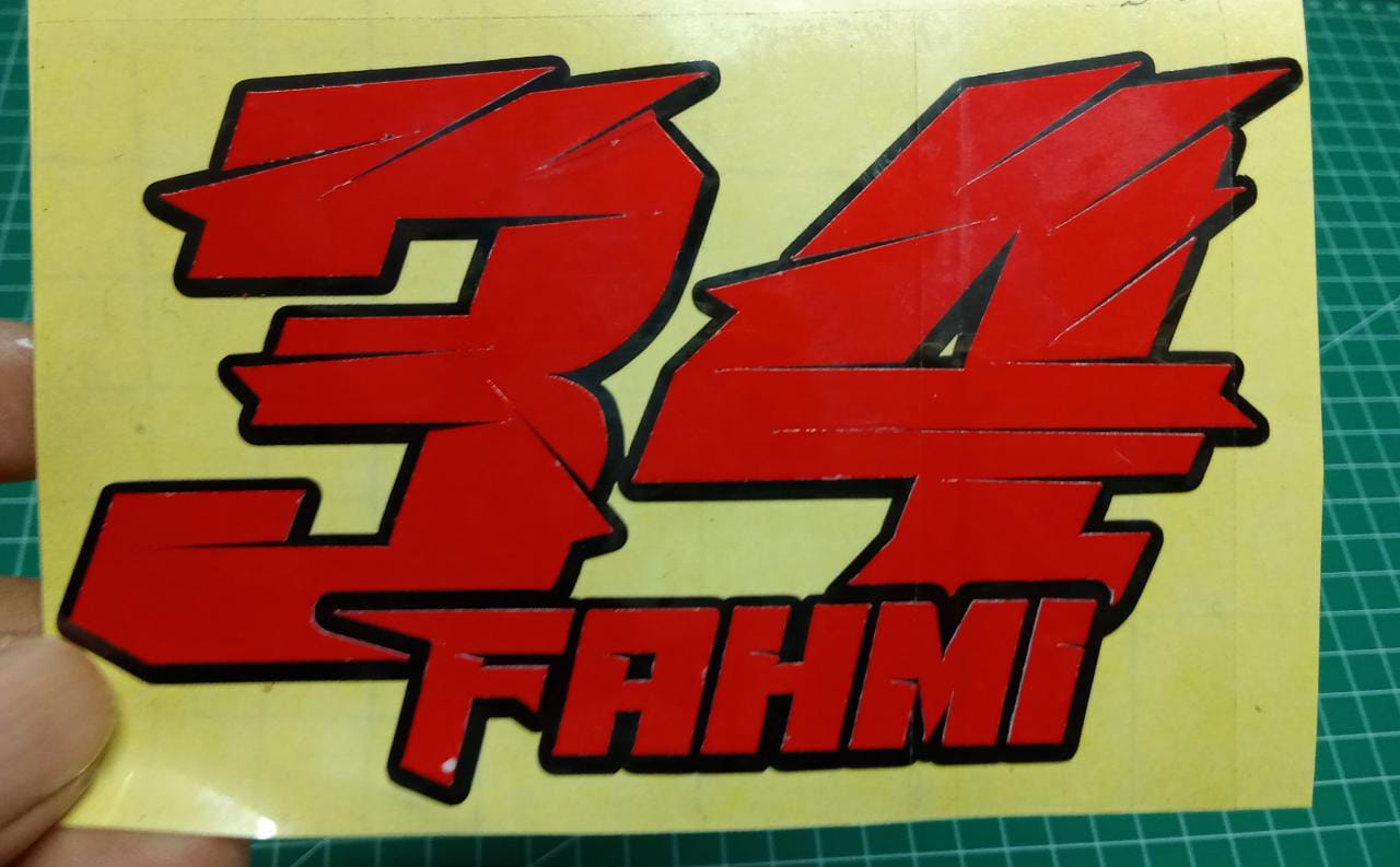 Sticker nomor start racing ukuran 10cm x 6cm cutting custom sticker ...