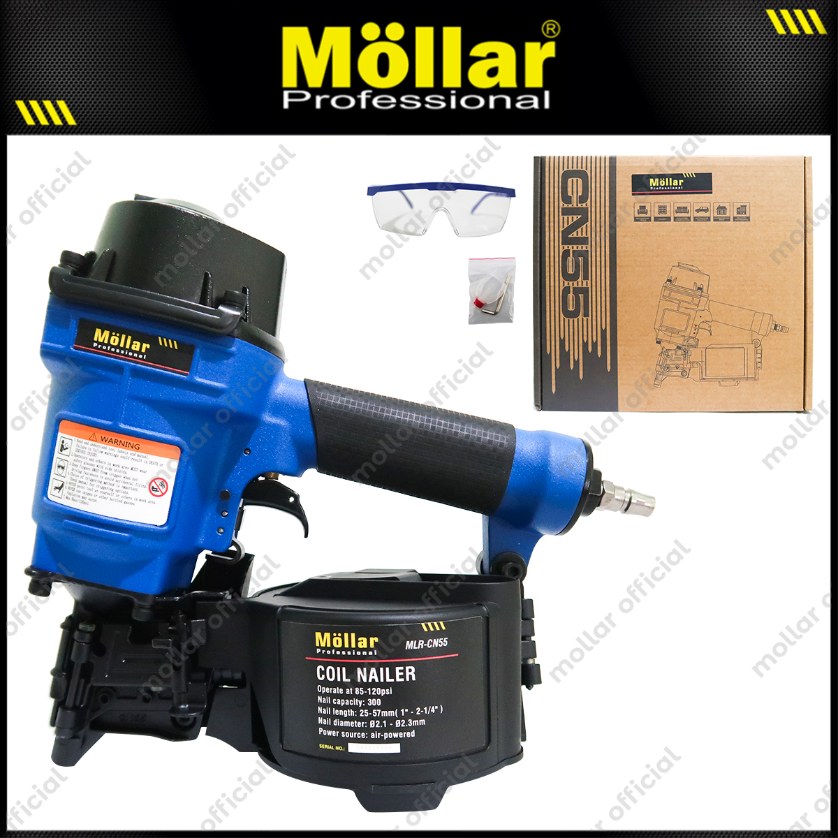 MOLLAR CN55 Mesin Coil Nailer Gun Alat Staples Tembak Paku Pallet Kayu ...