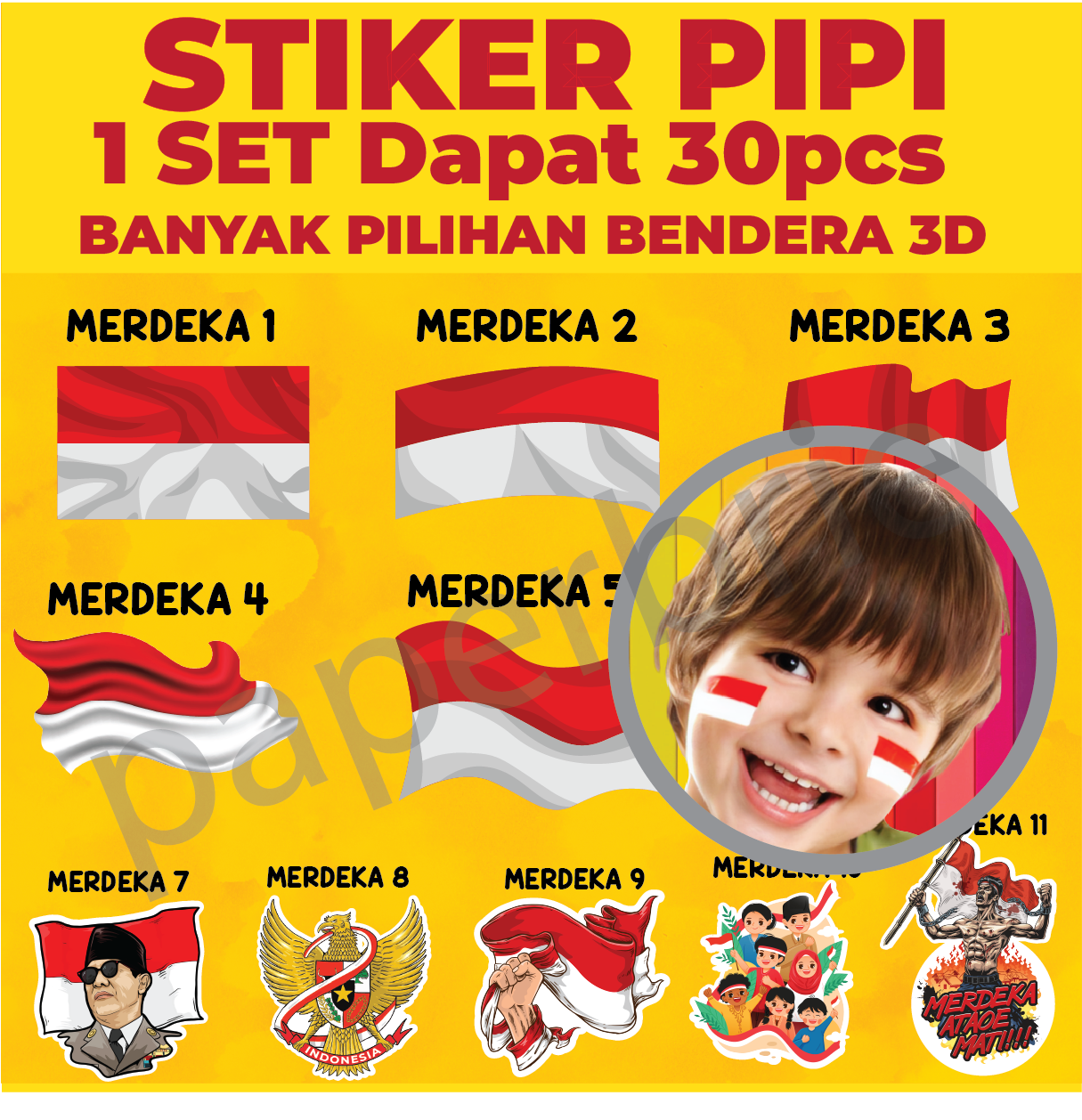 Sticker Pipi Bendera [ SIAP MERDEKA ] - Tempelan Pipi Merah Putih ...