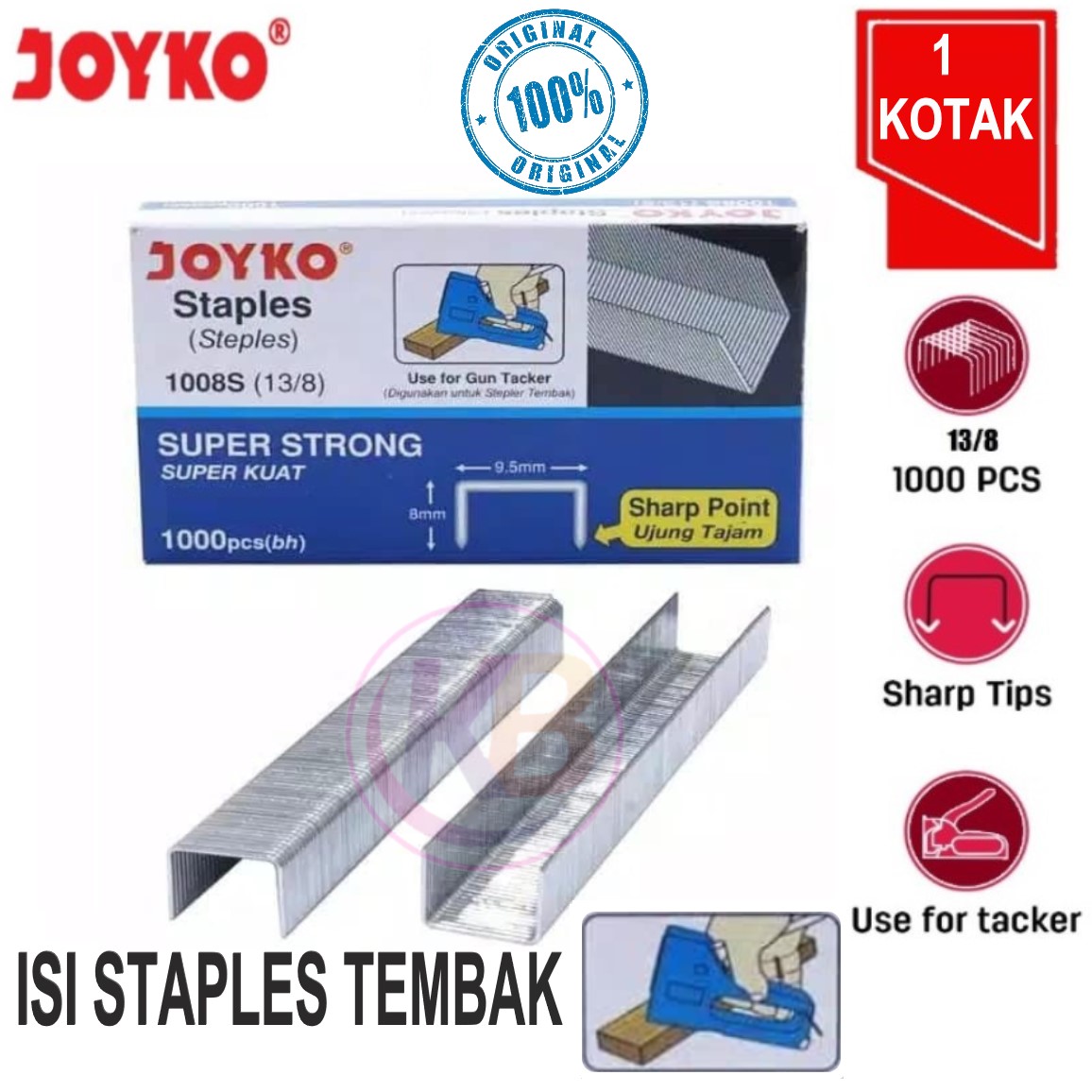 Staples Gun Tacker | Isi Staples Tembak | Refill Gun Tacker Ukuran 13/8 ...