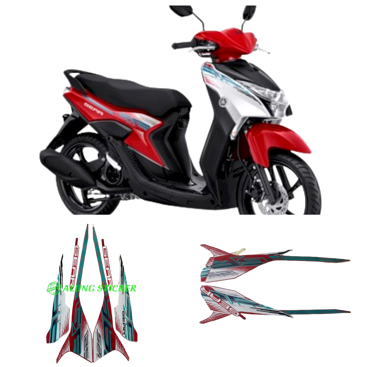 STIKER STRIPING LIS BODY MOTOR GEAR 125 2024 MERAH PUTIH STANDAR ...