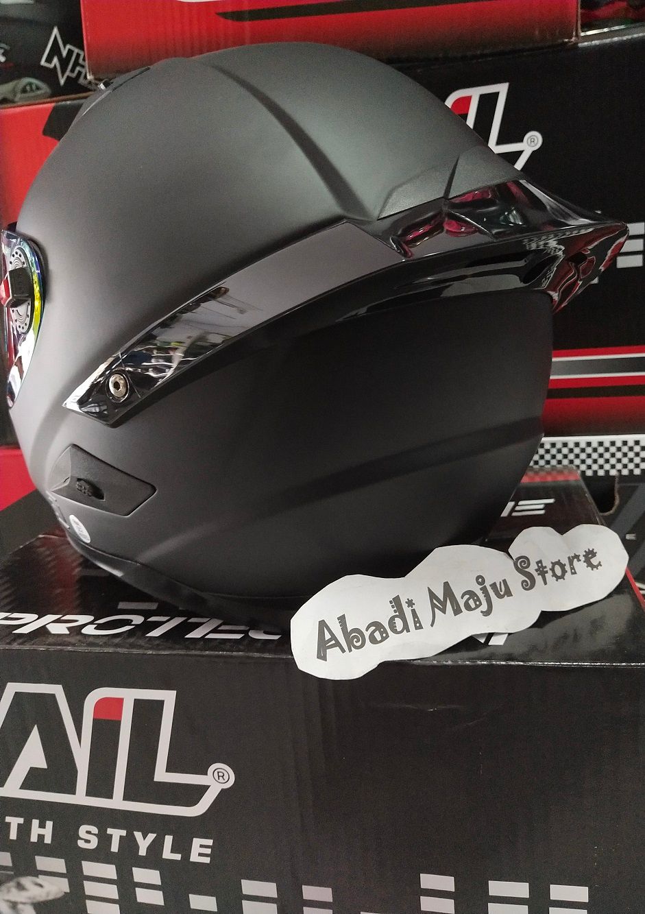 Helm SNAIL FFS1 Black Doff Visor Flat Spoiler 3D Original | Lazada ...