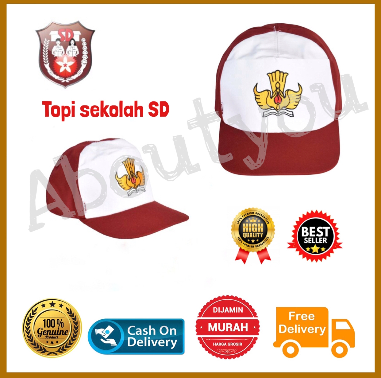 Topi Sekolah SD / SMP / SMA / Pramuka Topi Anak Seragam Sekolah Bordir ...
