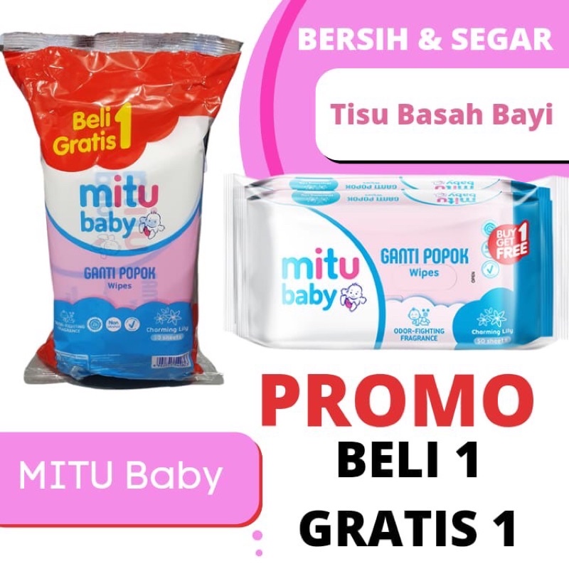 BUY1 GET1 TISSUE BASAH MITU BABY 50 SHEETS - Mitu Baby Wipes Tisu Basah ...