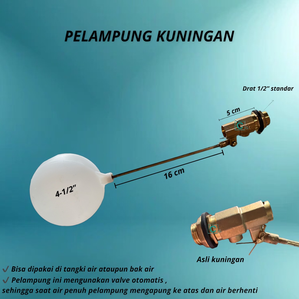 Pelampung Bola Tangki Air 1/2 Inci 3/4 Inci Kuningan l Floating Valve ...