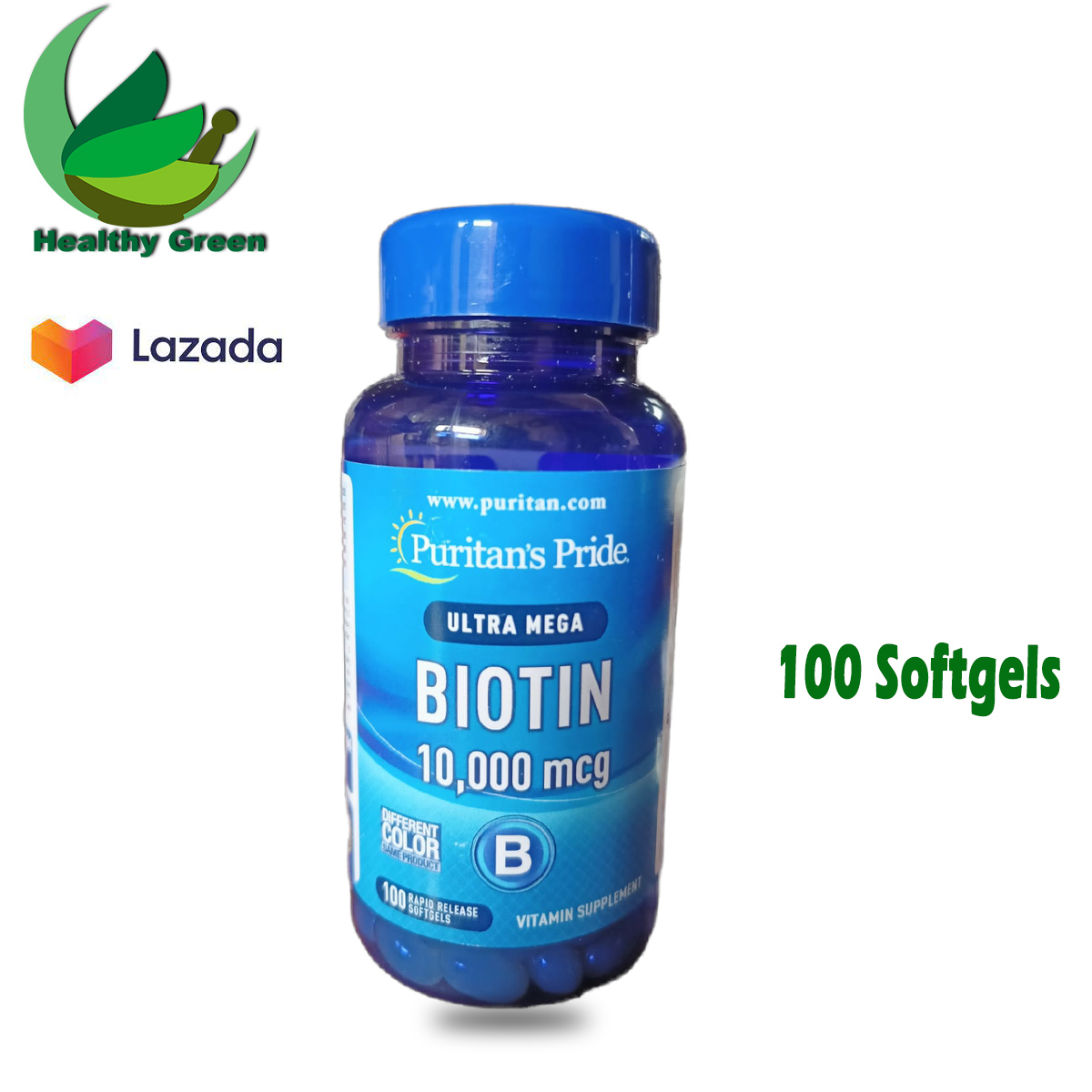 Puritan Pride Biotin 10.000 mcg 10.000mcg 10000 mcg 50 Softgels 100 ...