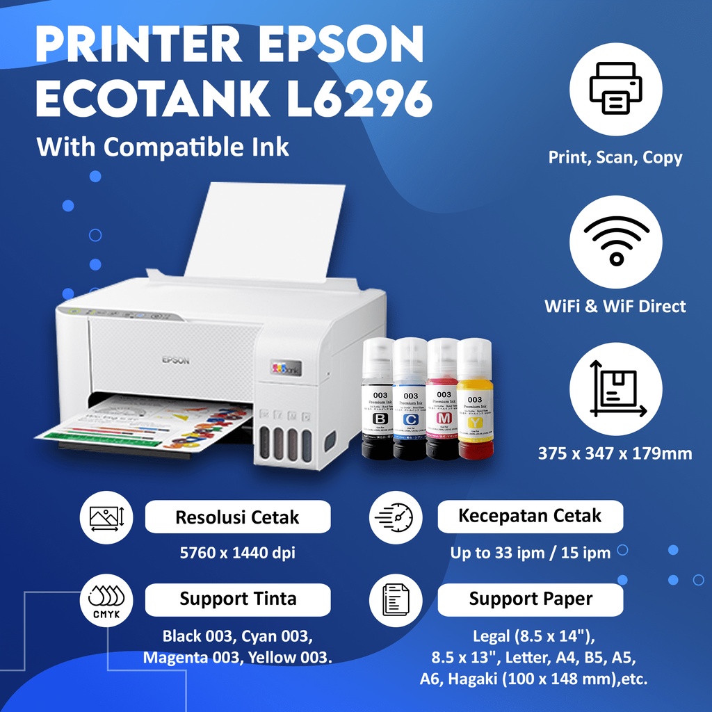 Printer EPSON L3250 Black / L3256 White WIFI All in One Ink A4 Wireless Print, Scan, Copy ...