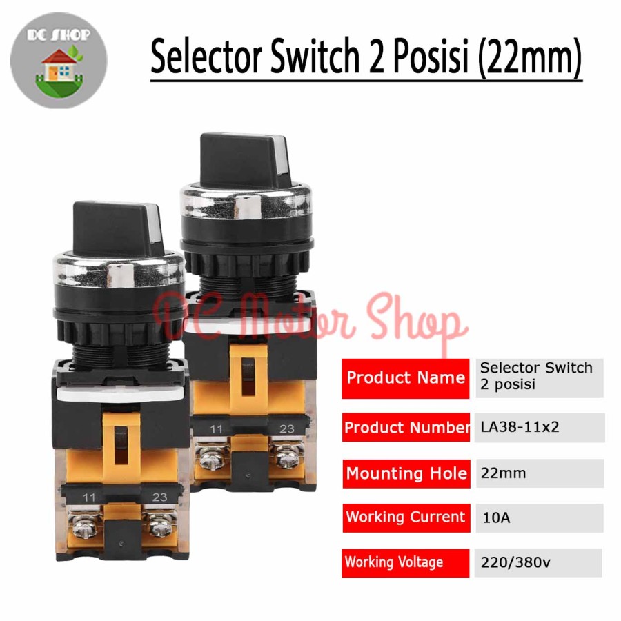 Selector Switch 2 Posisi 2Posisi 22mm LA38-11X2 ON-OFF 1NO 1NC | Lazada ...