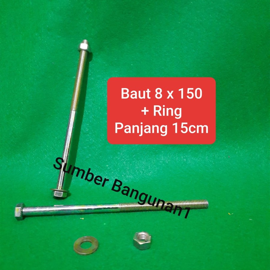 Baut 8 x 150 panjang 15cm baut panjang kunci ring pas 12 BMKn kuning ...