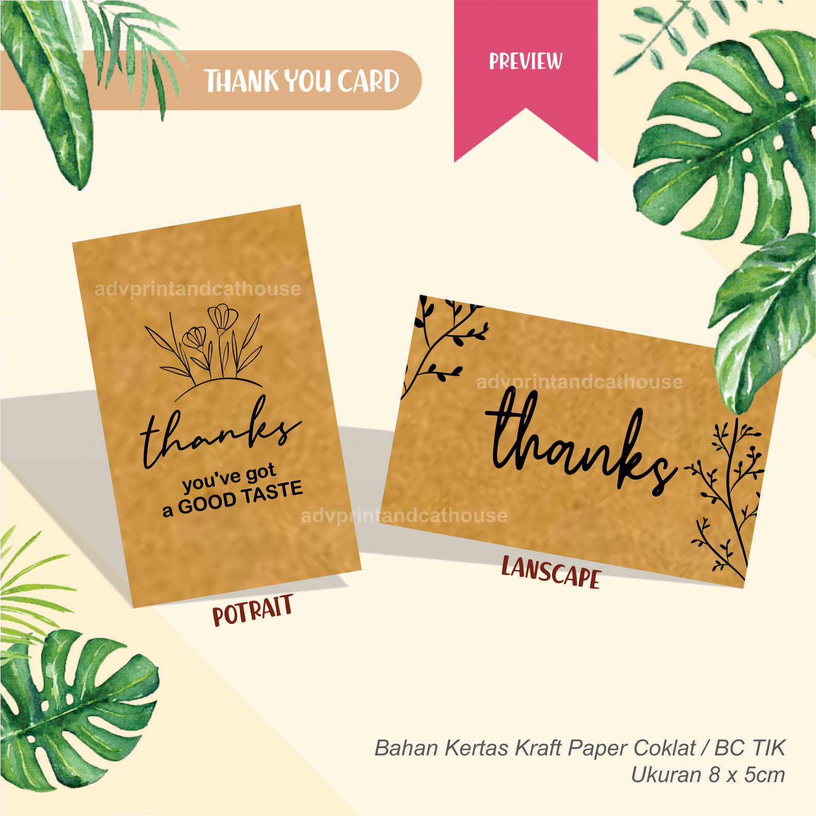 THANK YOU CARD KRAFT PAPER / THANKS CARD / KARTU UCAPAN TERIMA KASIH ...