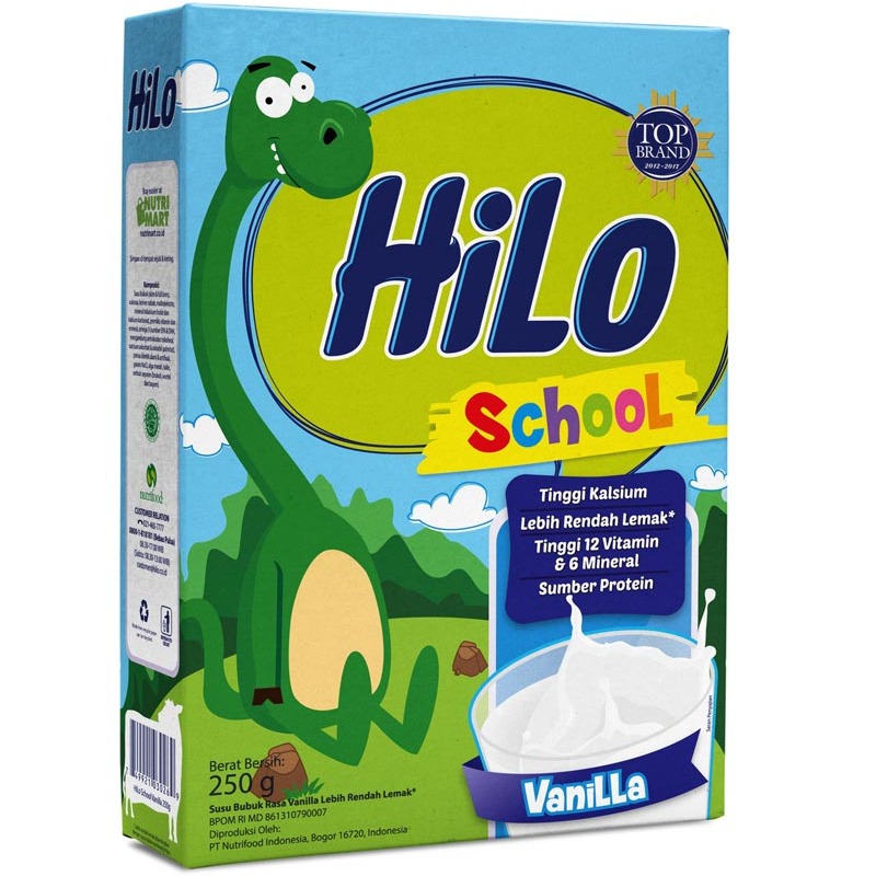 Hilo School Susu Bubuk Hi-Calcium Vanilla 250 gr / susu tinggi kalsium ...
