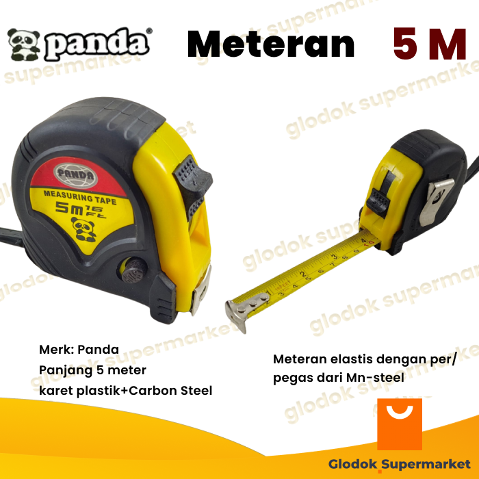 Meteran 5m Roll Meter 5 Meter Gulungan Meteran Panda Measuring Tape ...