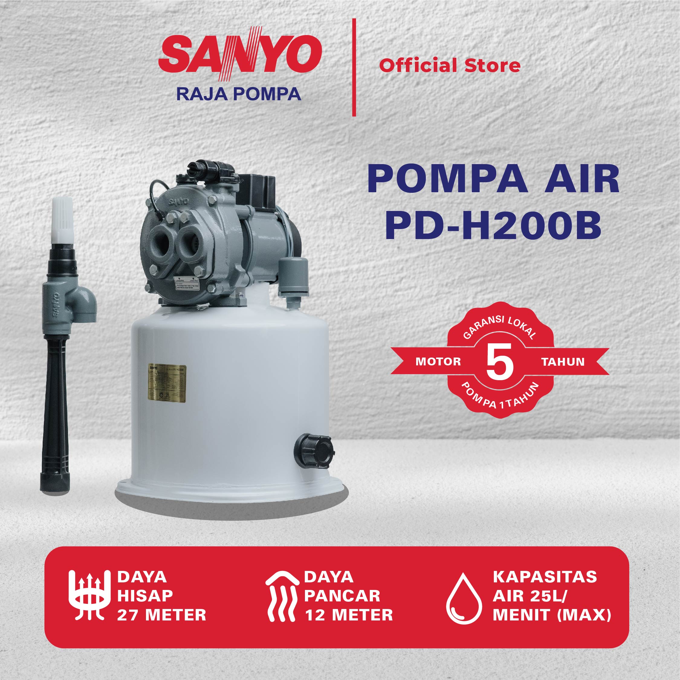 SANYO Mesin Pompa Air Sumur Dalam Jetpump Otomatis - PD-H200B | Lazada ...