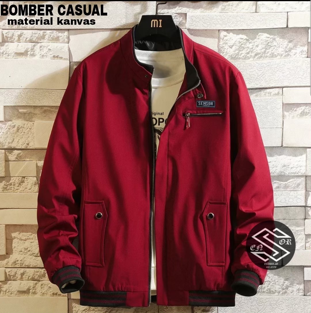 Jaket Bomber Pria / Jaket Bomber Canvas / Jaket Bomber Champion Sensor ...