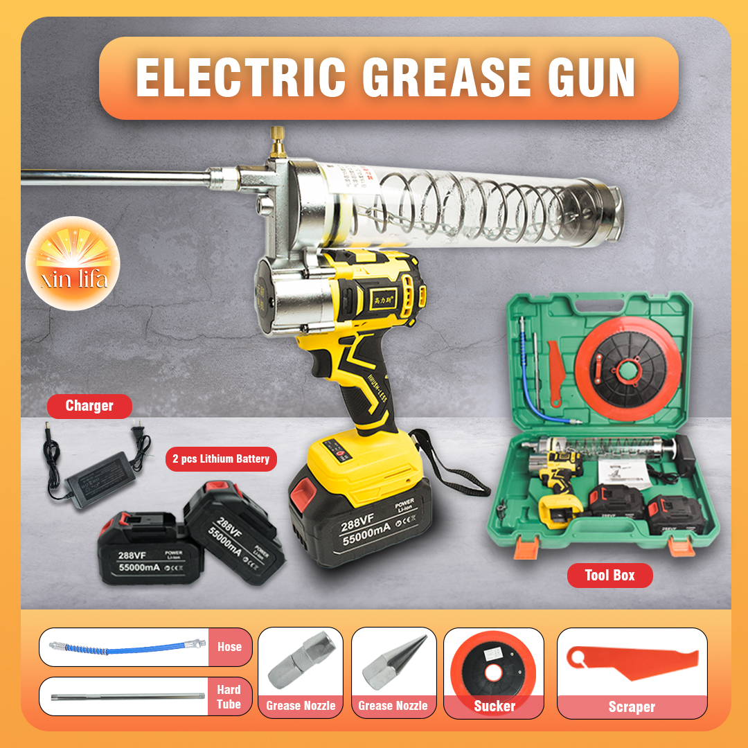 Cordless Electric Grease Gun Rechargeable 21V High Pressure Excavator ...