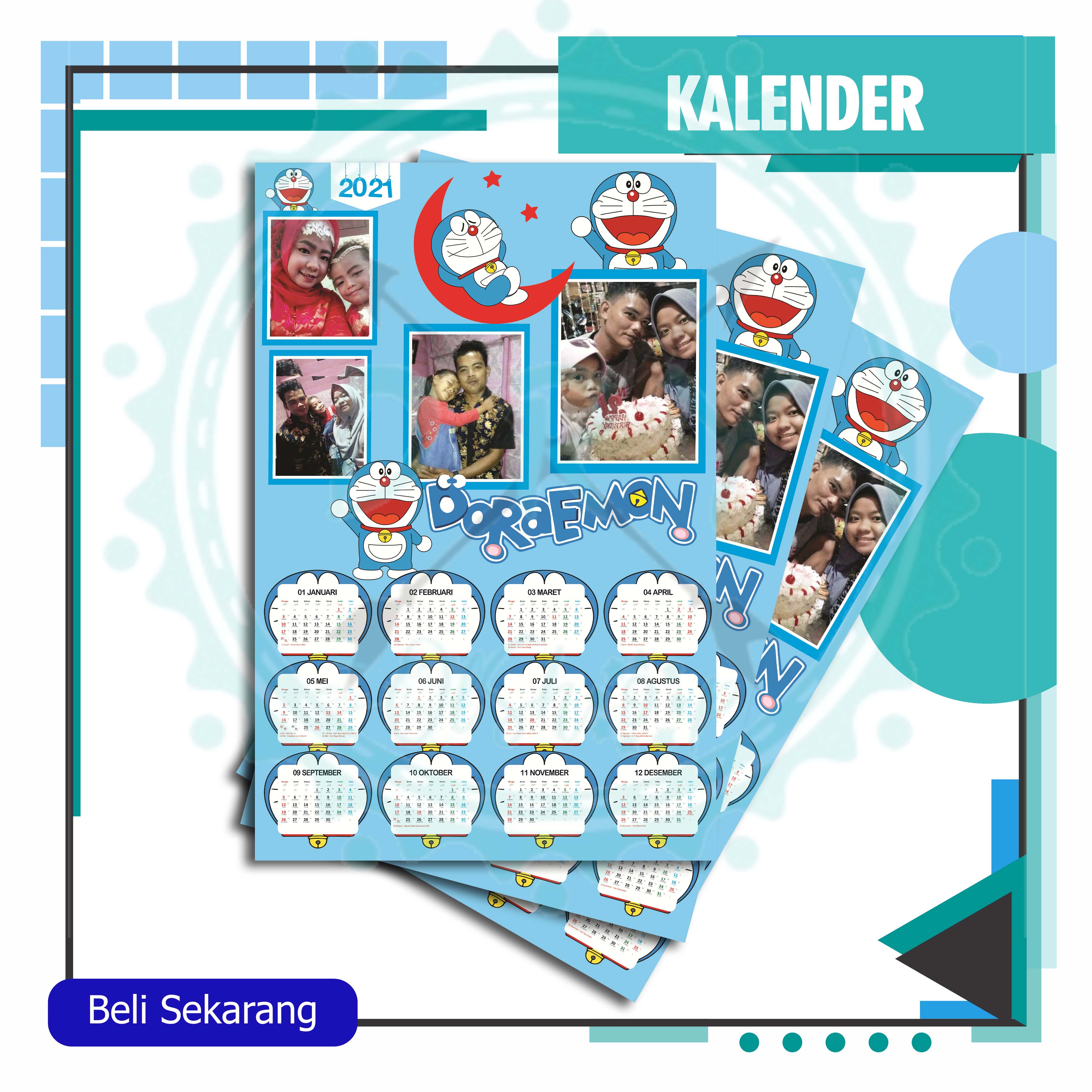 Kalender 2021 / 2022 / 2023 / 2024 custom foto - Sesuai Template yg ada ...