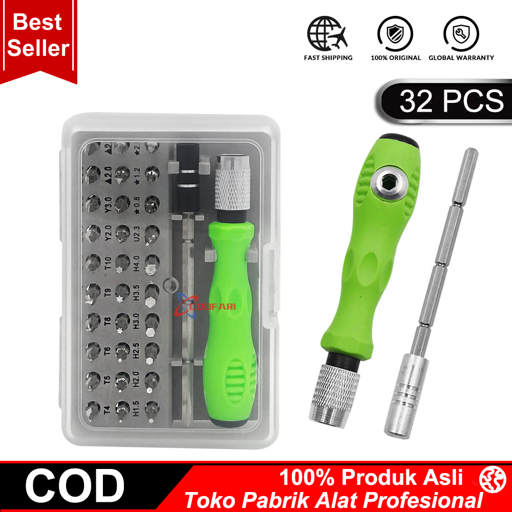 Obeng 32 In 1 Kotak Dilengkapi Pinset Obeng 32in1 Multi Screwdriver Set