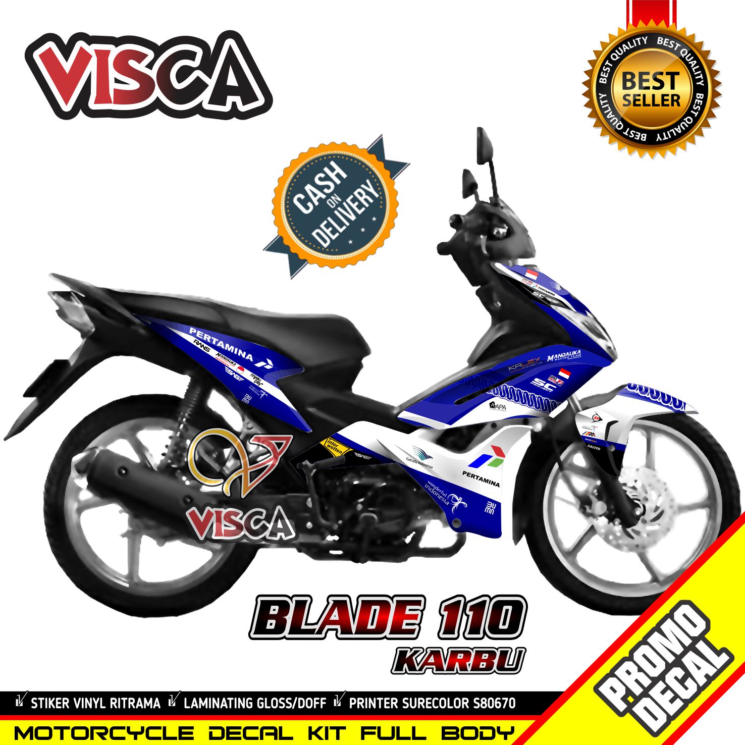 Decal Blade 110 Old Full Body Stiker Motor Blade 110 Full Body Striping ...