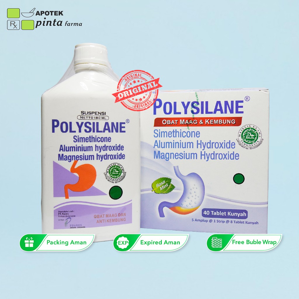 Polysilane Sirup / Polysilane Tablet Obat maag dan Kembung | Lazada ...