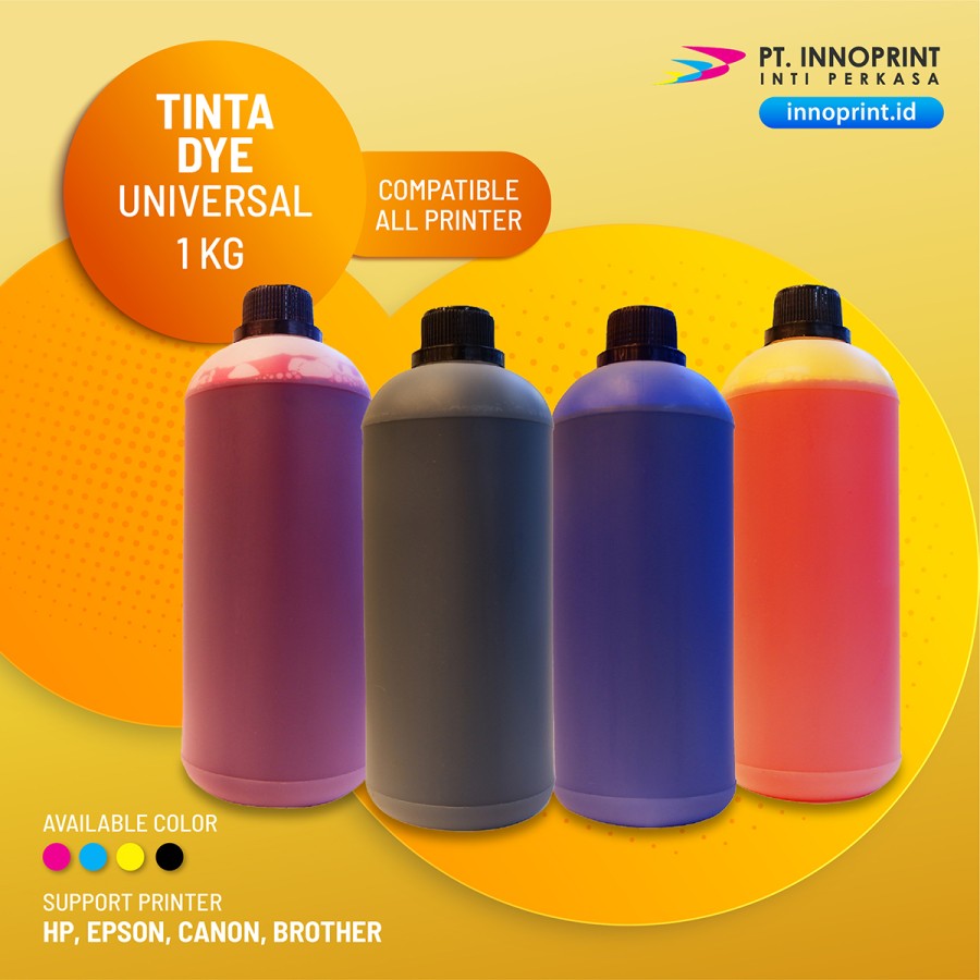 Tinta Dye Ink Universal Printer Inkjet Tanpa Label 1000 ml per 1KG CMYK ...