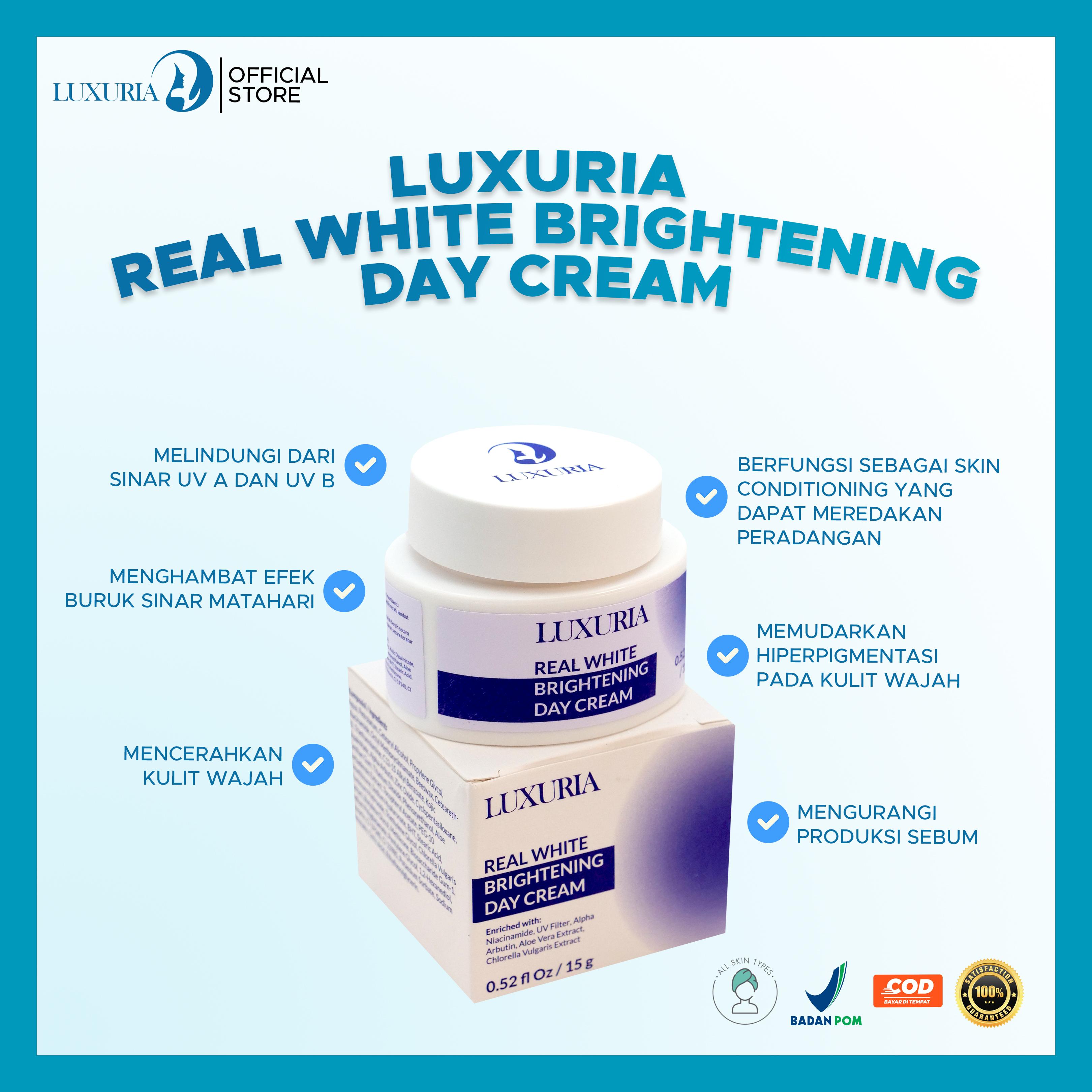 LUXURIA Real White Brightening Day Cream 15gr - Cream Wajah Mencerahkan ...
